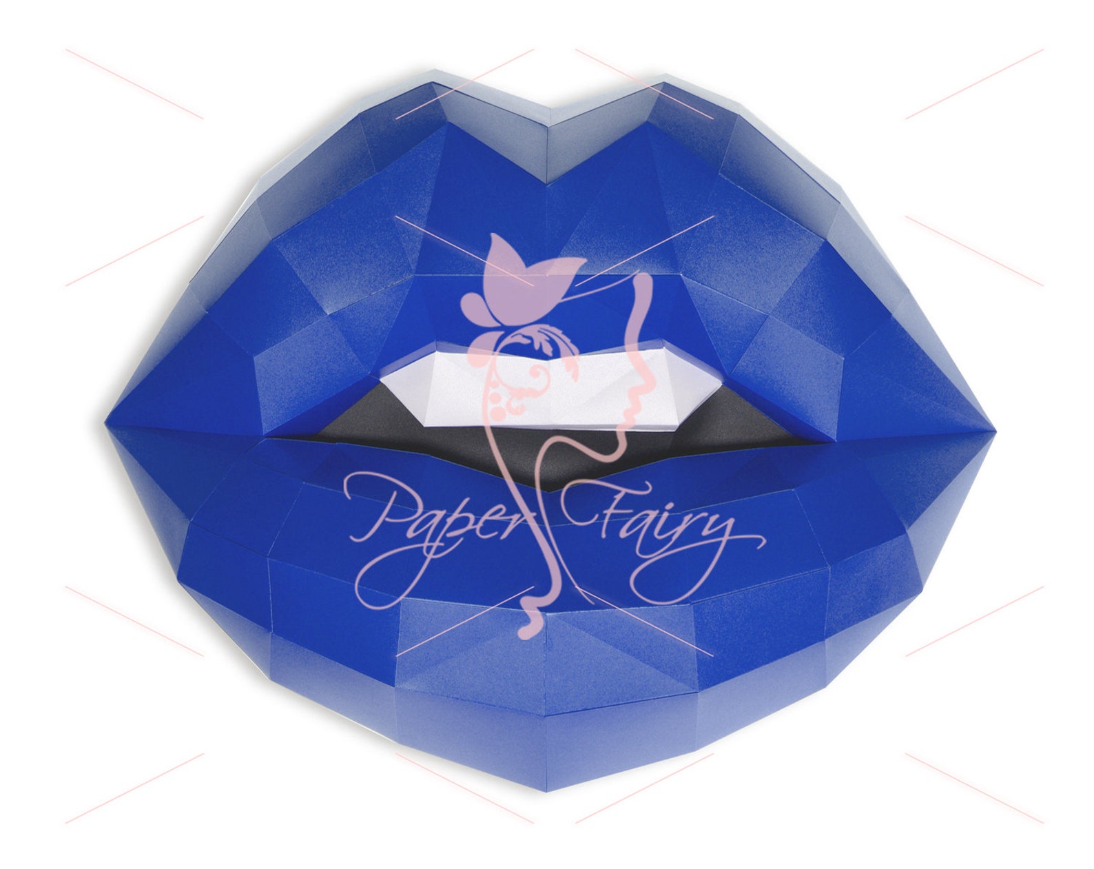 3D Papercraft Lips template Low Poly Pucker Up Lips Wall | Etsy