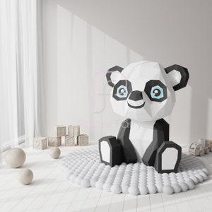Low Poly Cartoon Baby Panda 3d Papercraft Sculpture,panda 3D Paper ...