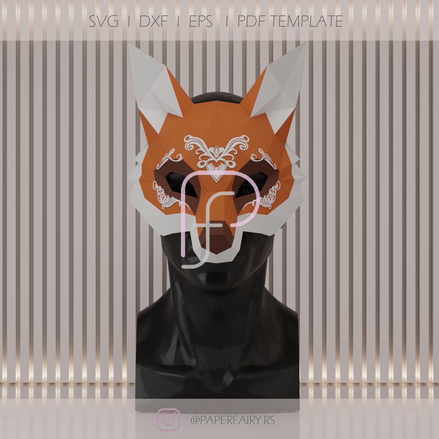 Fox Mask Papercraft Template: 3D Low Poly Animal Costume (PDF, SVG ...