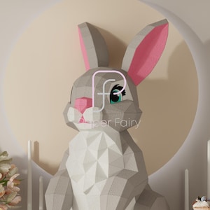 Easter Bunny 3d Papercraft, Low Poly Printable Template, DIY Low Poly ...