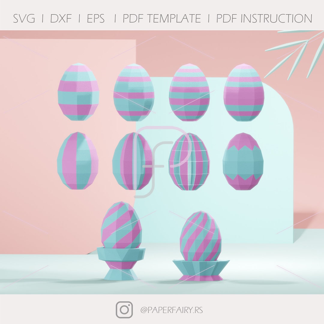 Easter Egg Papercraft Template 12 Designs,10 Eggs and 2 Egg Holders,3d ...