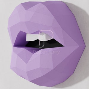 3D Papercraft Lips Template Low Poly Pucker up Lips Wall Art Decor ...
