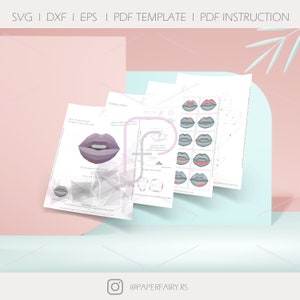 3D Papercraft Lips Template Low Poly Pucker up Lips Wall Art Decor ...