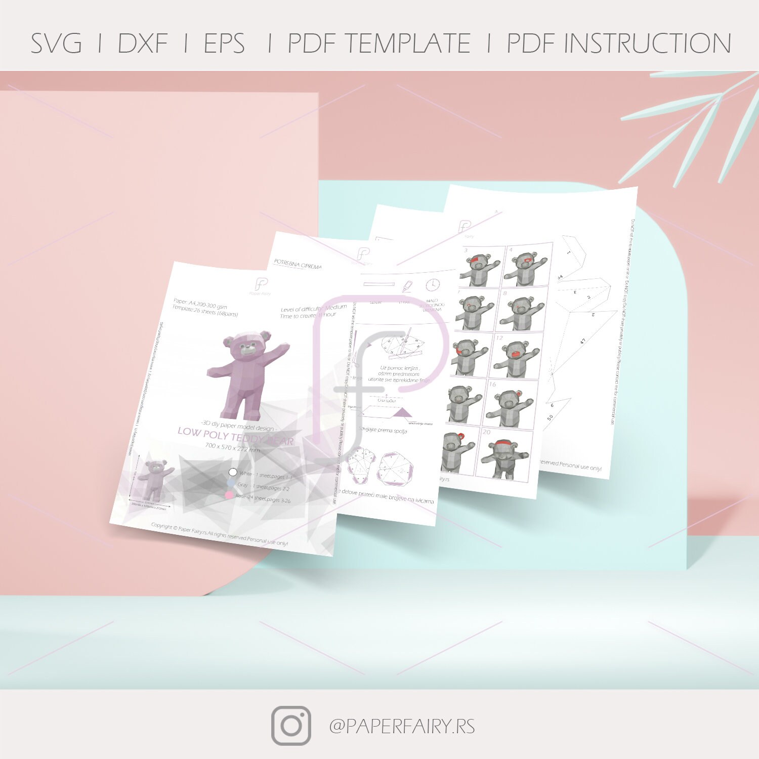 3D Papercraft Teddy Bear Template Low Poly Teddy Bear Art - Etsy Australia