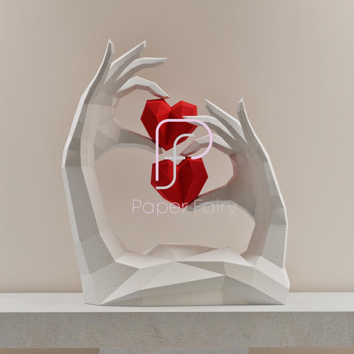 Heart Hands Papercraft, Low Poly Printable Template, DIY Low Poly, Hand ...