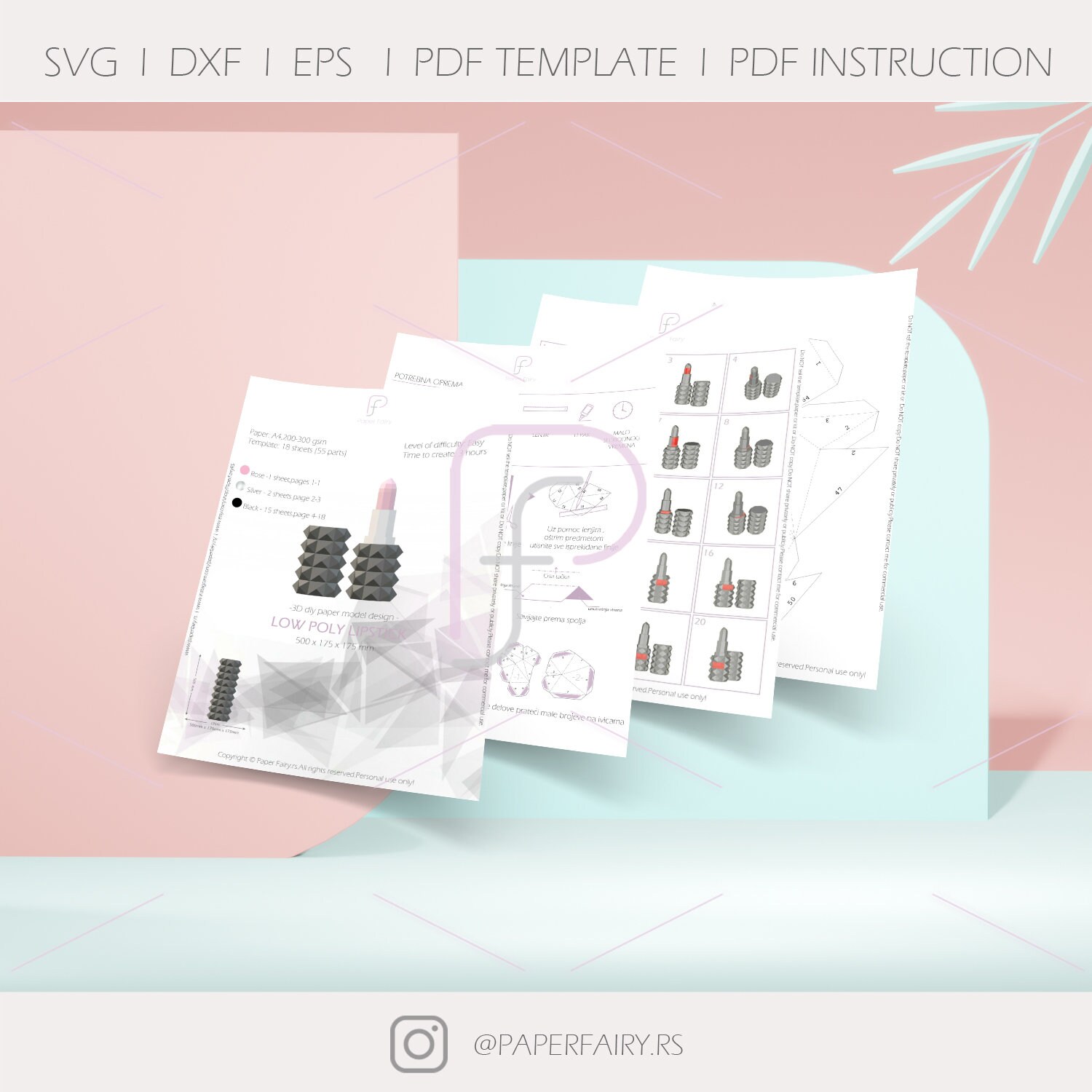 Papercraft Makeup Set Template 3 Designs Low Poly Art Decor - Etsy