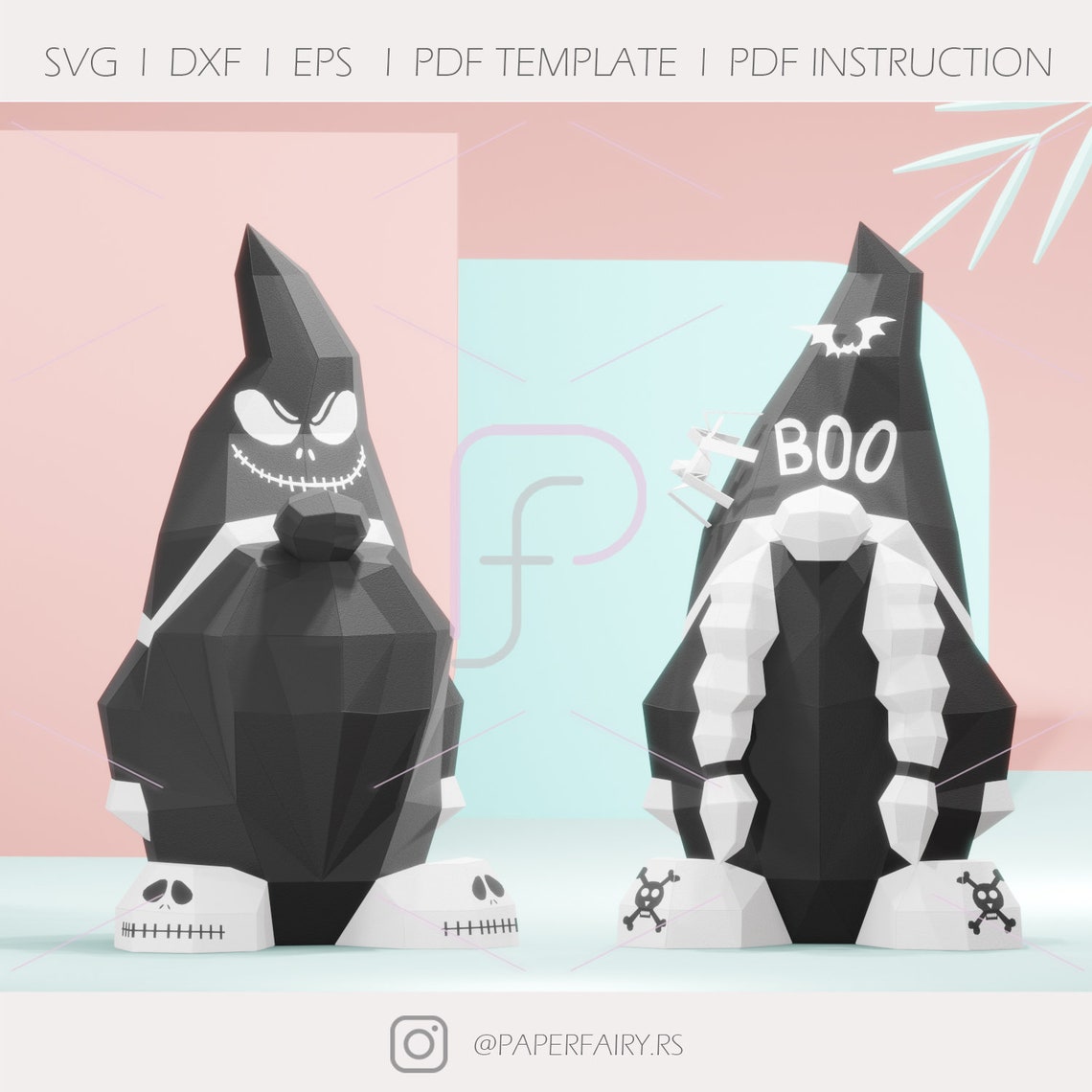 Low Poly Ghost Gnomes 2 Designs Halloween 3d Papercraft DIY - Etsy