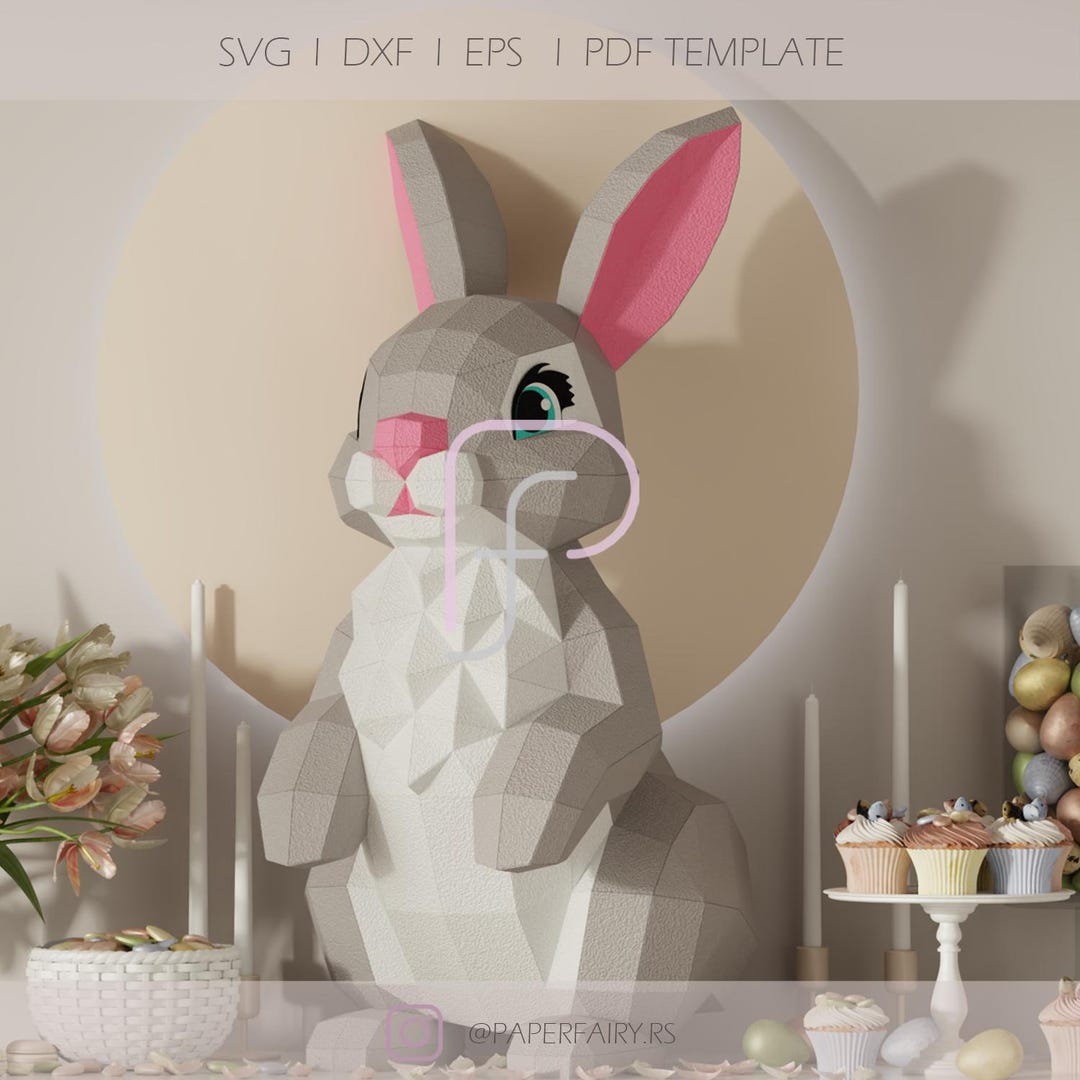 Easter Bunny 3d Papercraft, Low Poly Printable Template, DIY Low Poly ...