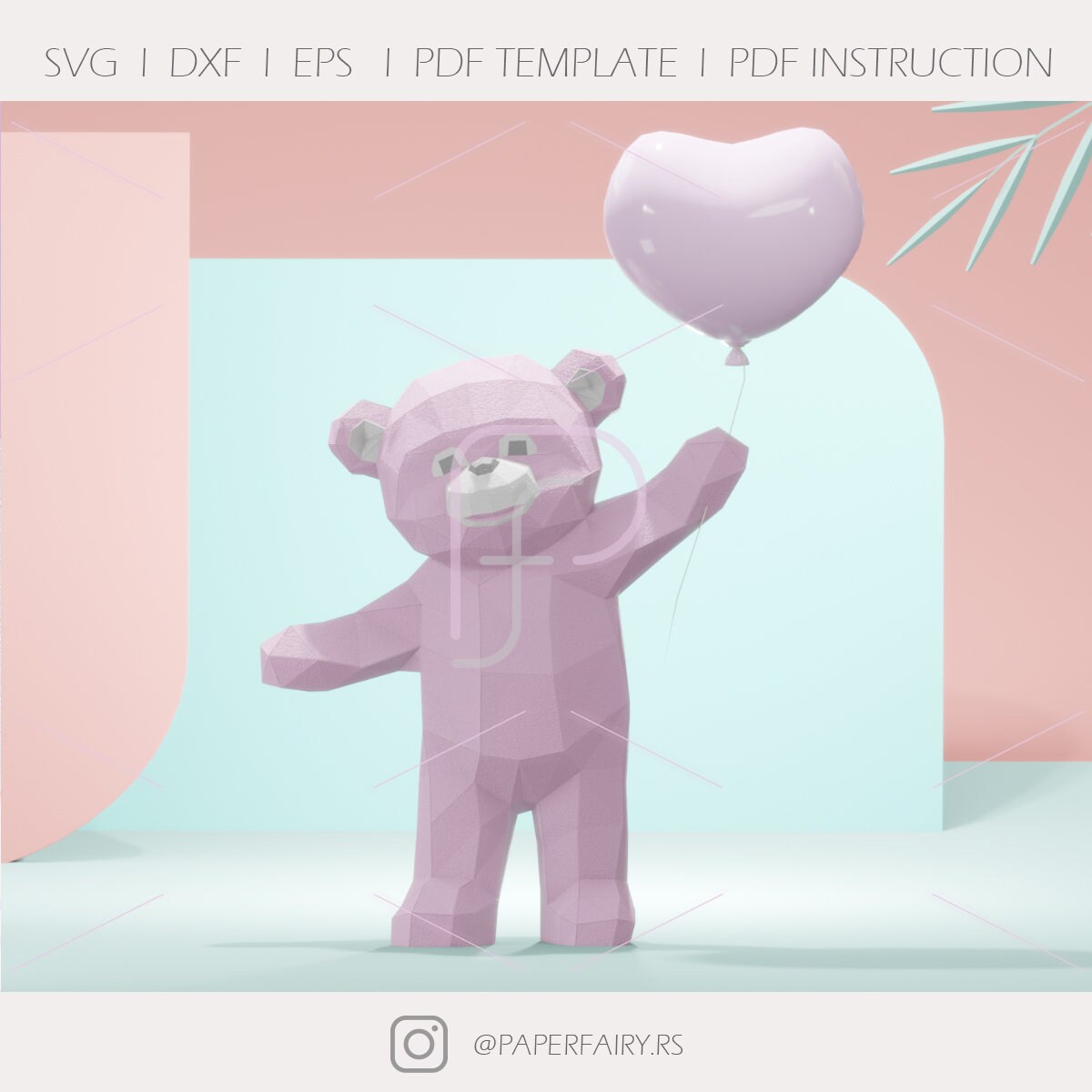 3D Papercraft Teddy Bear Template Low Poly Teddy Bear Art - Etsy Australia