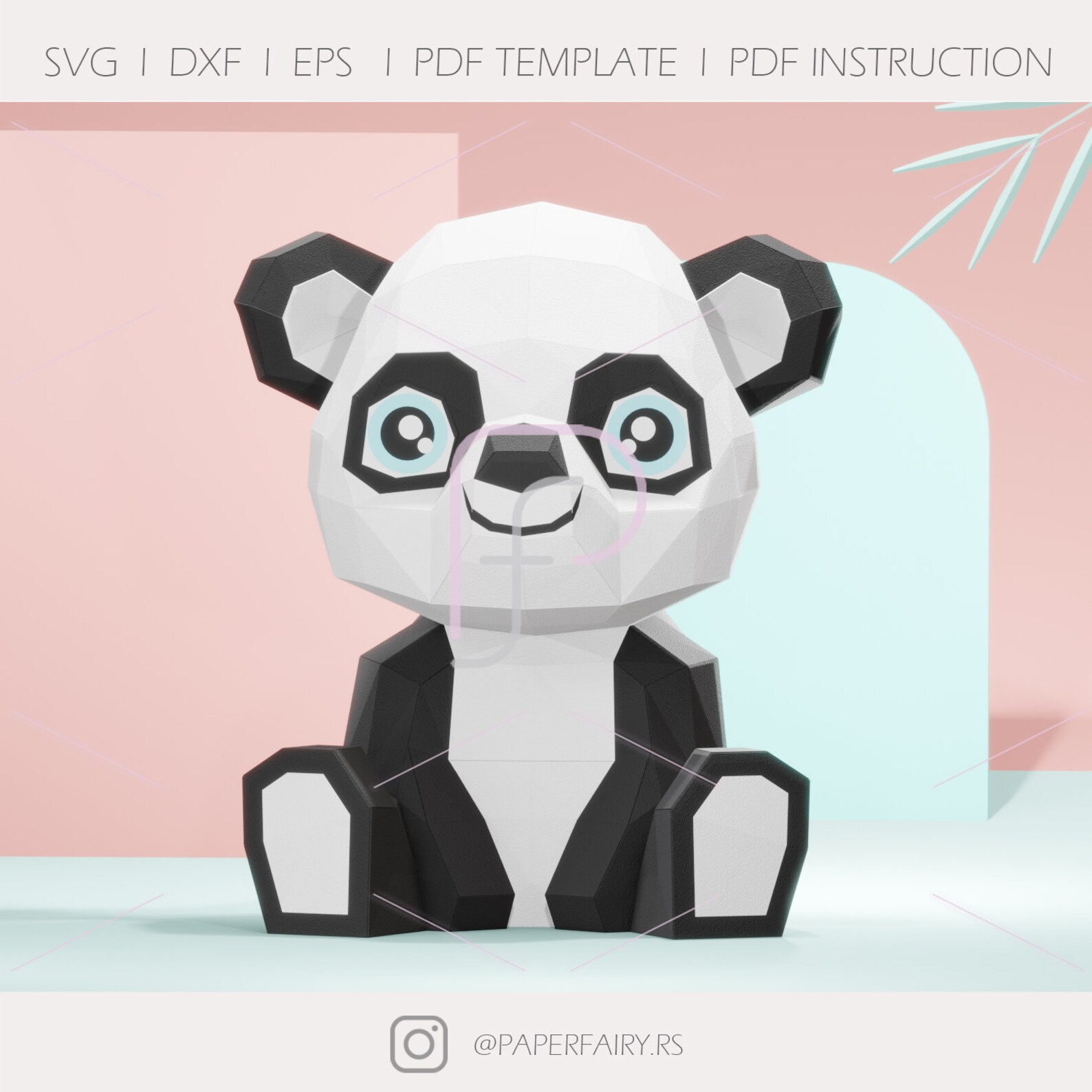 Low Poly Cartoon Baby Panda 3d Papercraft Sculpturepanda 3D - Etsy