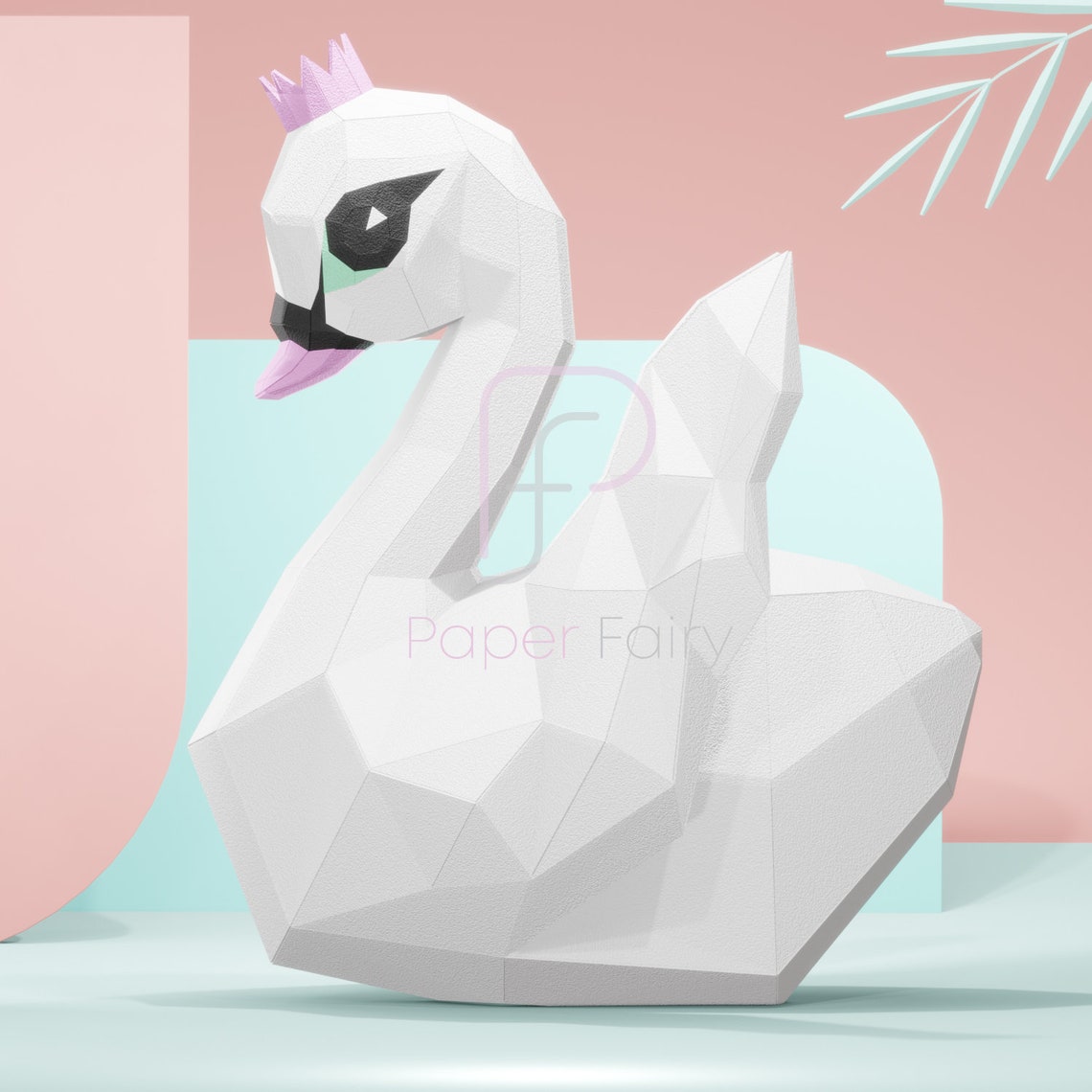 2 Designs Low Poly 3d Papercraft Swan Sculpture3d Swan Paper - Etsy
