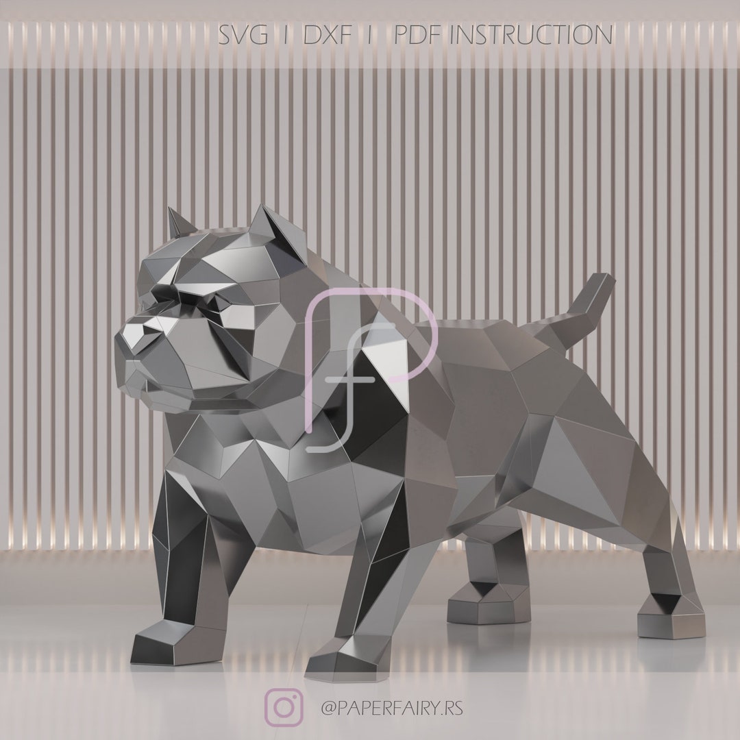 American Bully Metal Welding Art Template, Low Poly Geometric Sculpture ...