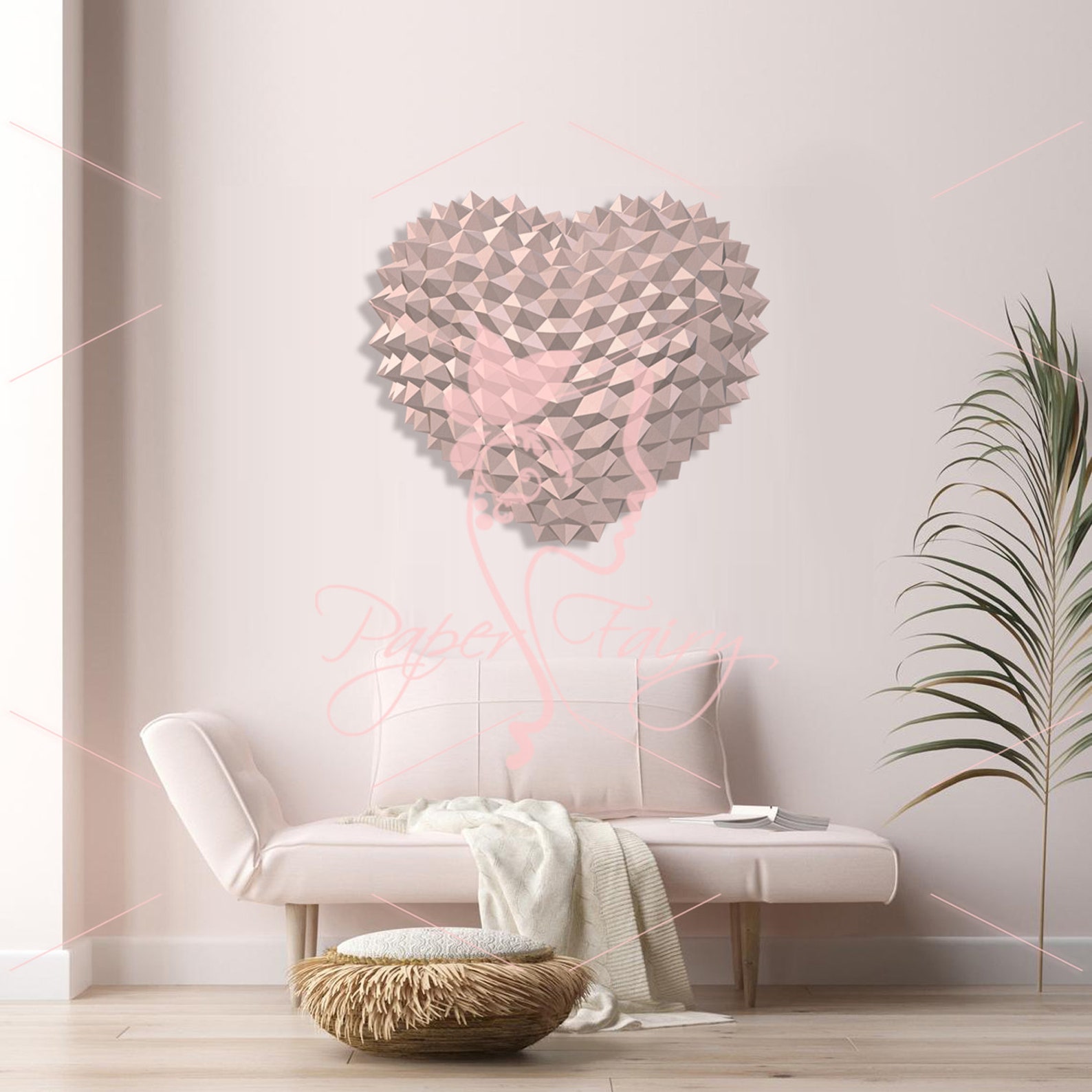 3D Papercraft Heart Template Low Poly Heart Art Decor | Etsy