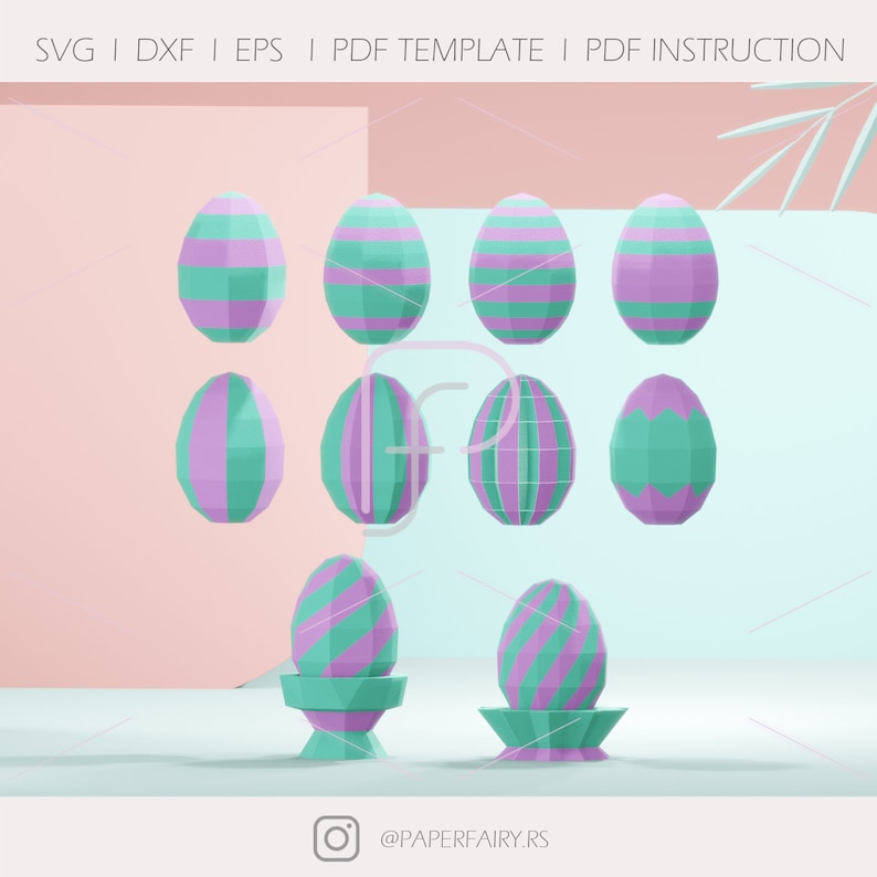Easter Egg Papercraft Template 12 Designs,10 Eggs and 2 Egg Holders,3d ...