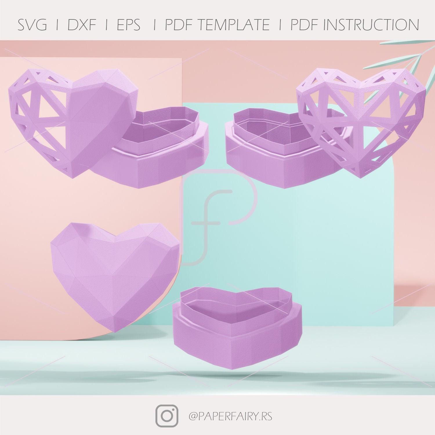 3 Designs Papercraft Heart Box Template Low Poly Heart Box - Etsy UK