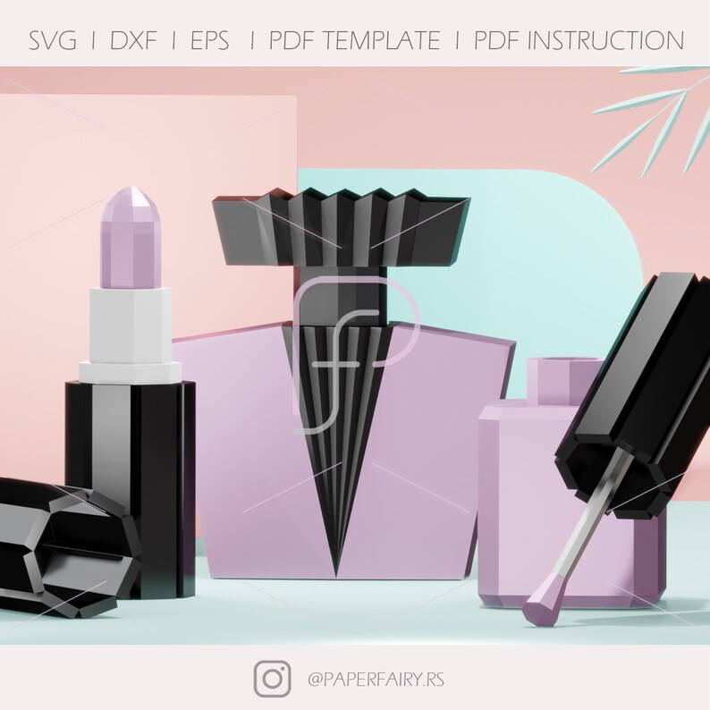 Papercraft Makeup Set Template 3 Designs Low Poly Art Decor - Etsy