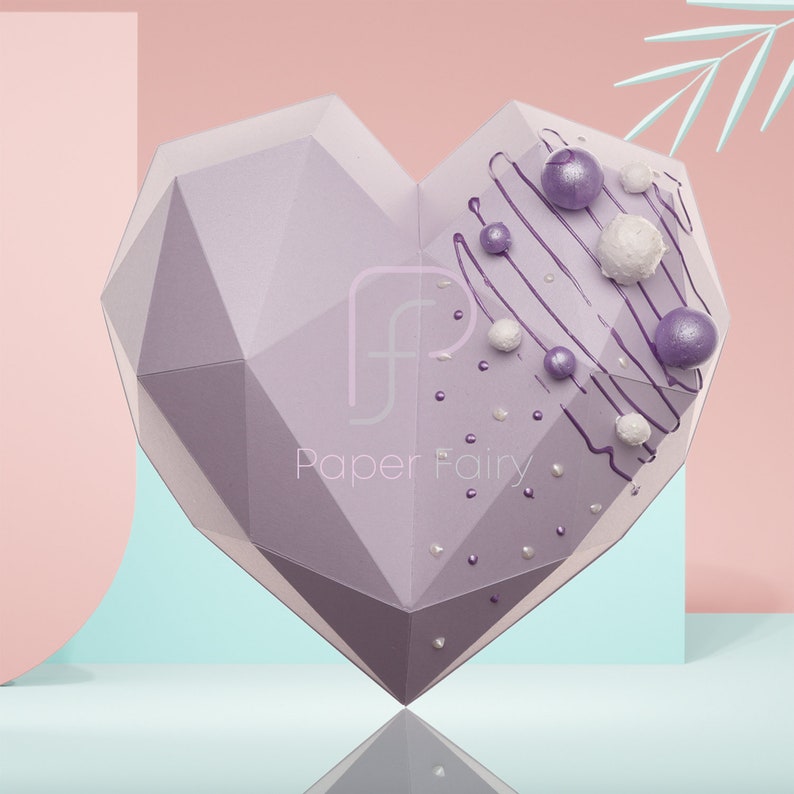 Papercraft Heart Box Template | Low Poly Heart Box Art Decor Sculpture ...