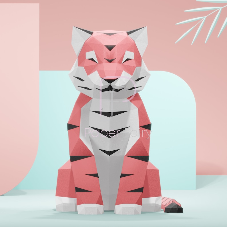 Low Poly Tiger 3d Papercraft Sculpturetiger 3D Paper Model - Etsy