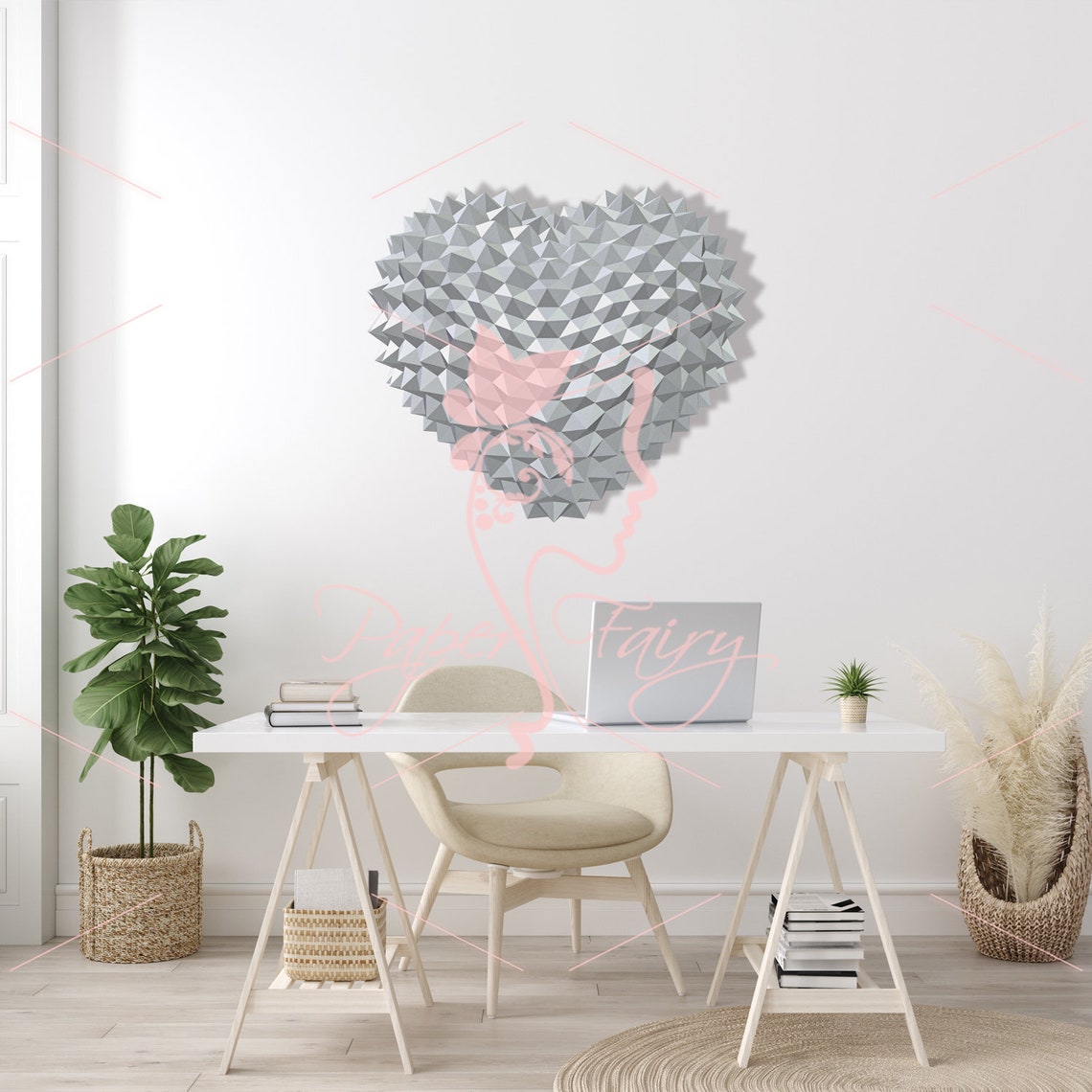 3D Papercraft Heart Template Low Poly Heart Art Decor | Etsy