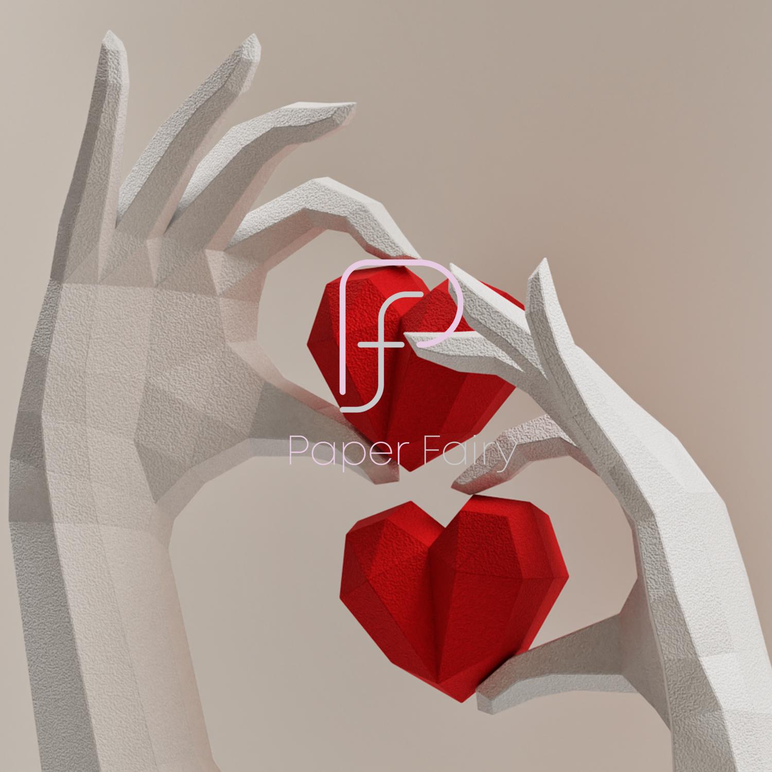 Heart Hands Papercraft, Low Poly Printable Template, DIY Low Poly, Hand ...
