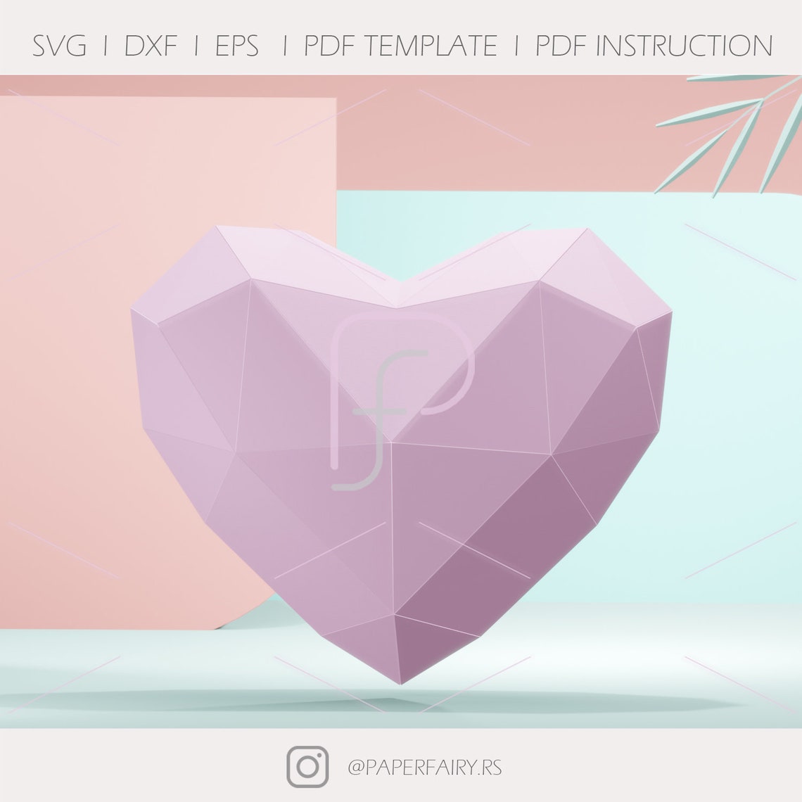 Plantilla de corazón 3D Papercraft / Low Poly Heart Art Decor - Etsy México