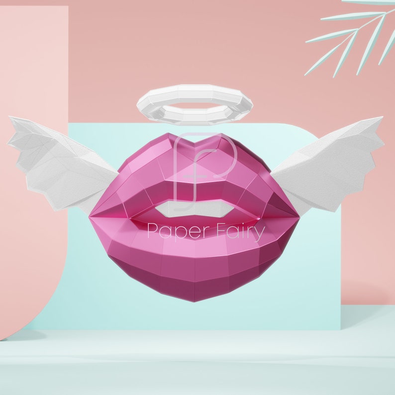 3D Papercraft Angel Lips Template Low Poly Pucker up Lips - Etsy