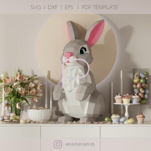 Easter Bunny 3d Papercraft, Low Poly Printable Template, DIY Low Poly ...
