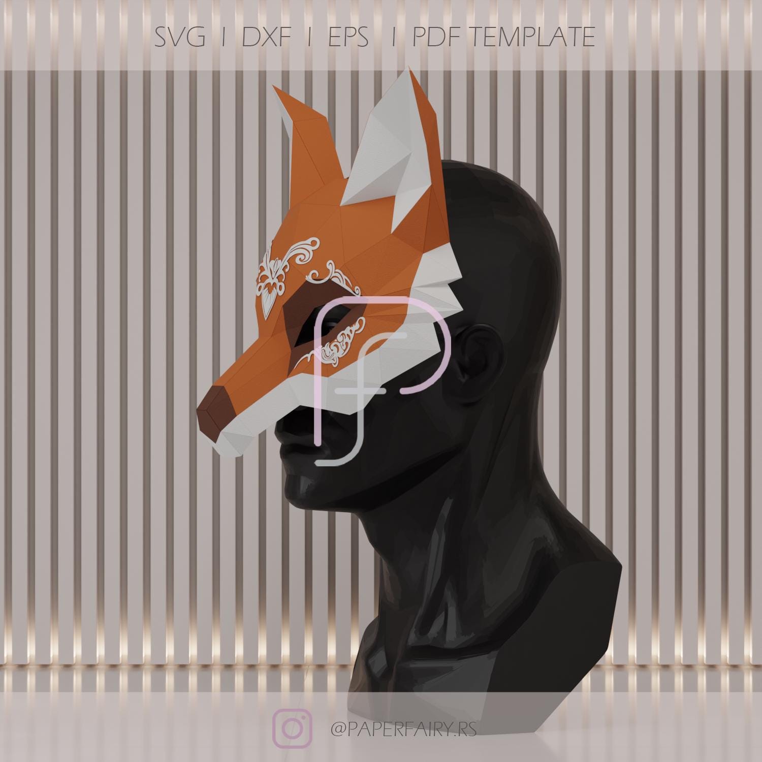 Fox Mask Papercraft Template: 3D Low Poly Animal Costume (PDF, SVG ...