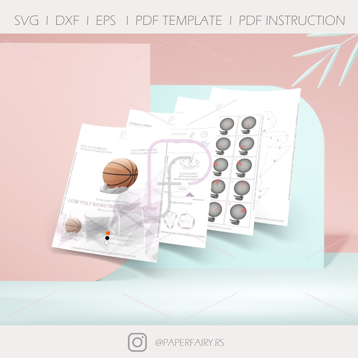 Basketball Wall Trophy Template ,3d Papercraft, Dog Papercraft ...