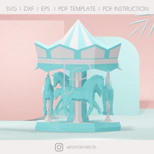 Carousel With Horses Papercraft,2 Designs 3d Sculpture,3d Low Poly ...