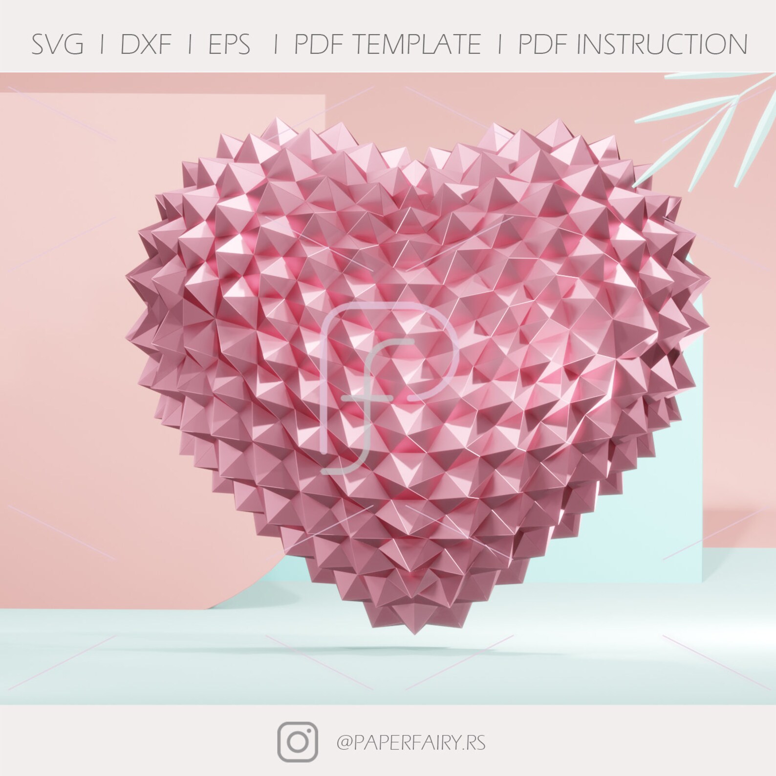 3D Papercraft Heart Template Low Poly Heart Art Decor - Etsy