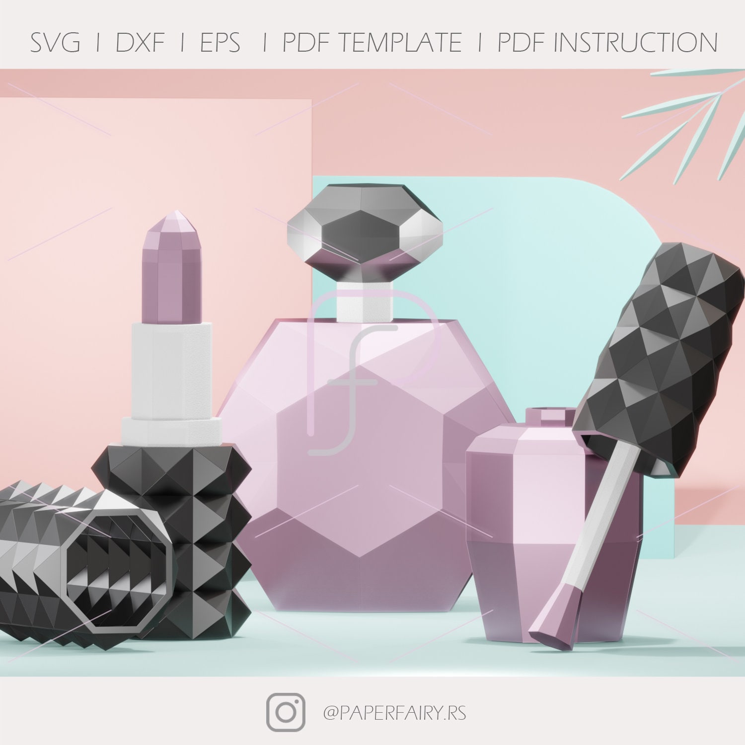 Papercraft Makeup Set Template 3 Designs Low Poly Art Decor - Etsy