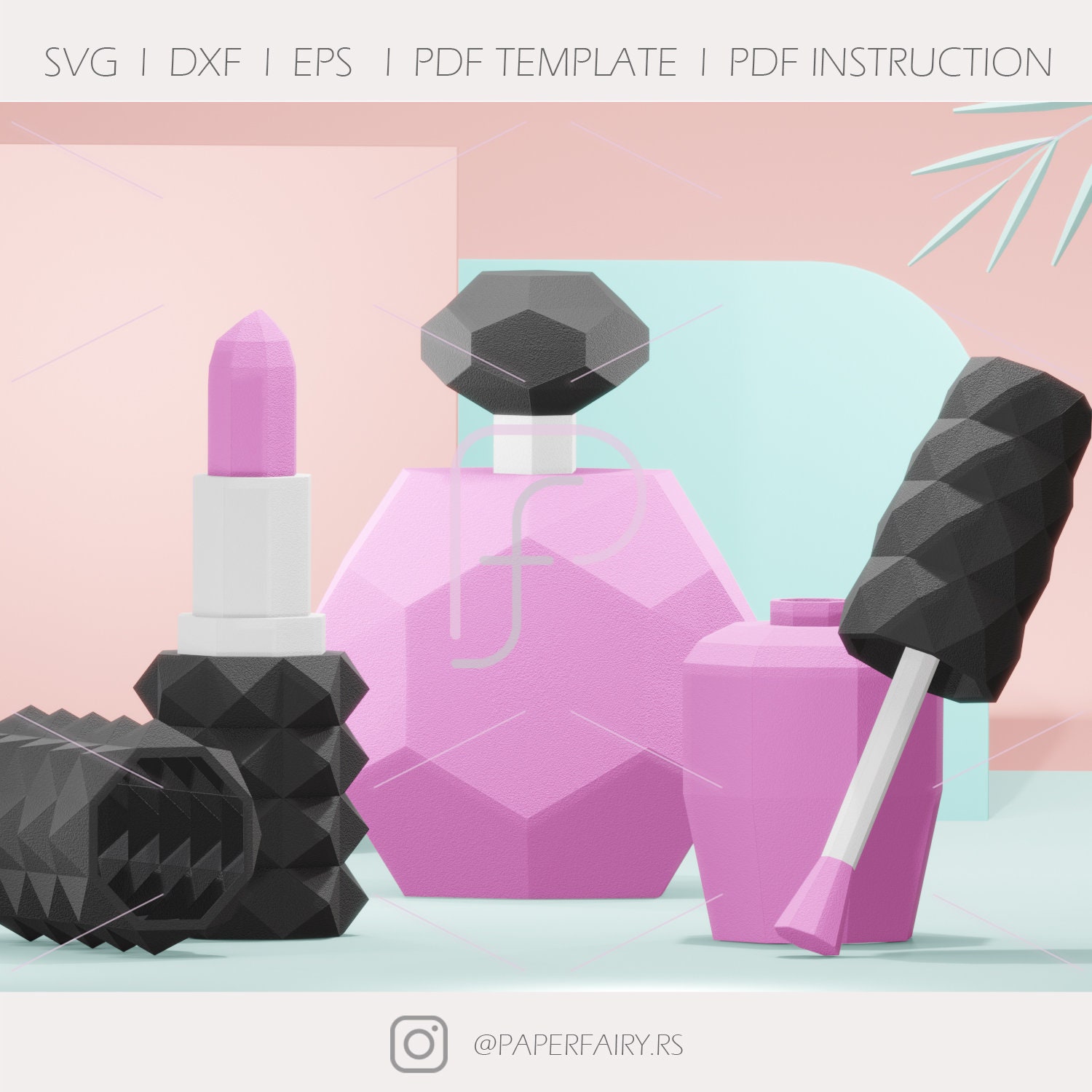 Papercraft Makeup Set Template 3 Designs Low Poly Art Decor - Etsy