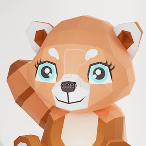 Low Poly Cartoon Red Panda 3d Papercraft Sculpture,red Panda 3D Paper ...