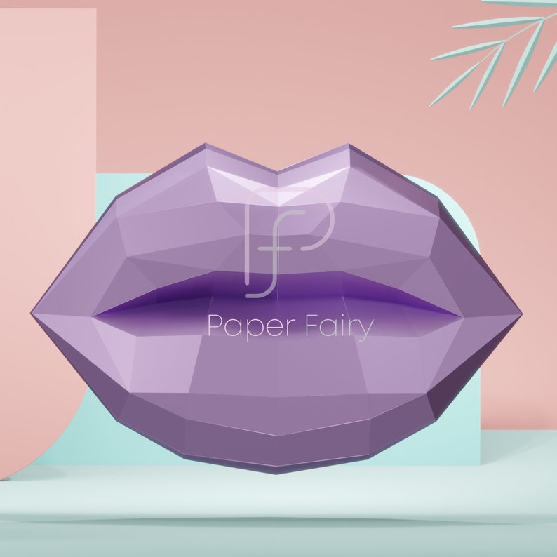 3D Papercraft Lips Sculpture Template: Low Poly Wall Art (PDF Pattern ...