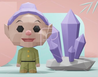 Low Poly Dwarf Doll 3d Papercraft Sculpture 3 Designs - Etsy