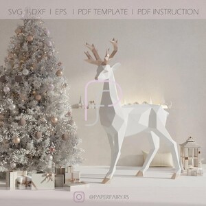 3D Deer Papercraft Template: Low Poly Reindeer Sculpture (instant ...