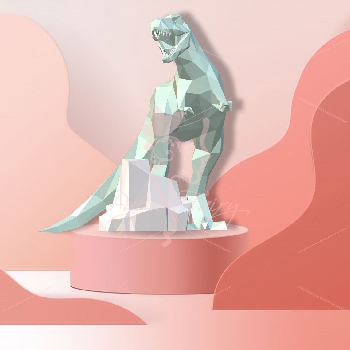 Low Poly T Rex 3d Papercraft Sculpturetyrannosaurus Dinosaur | Etsy