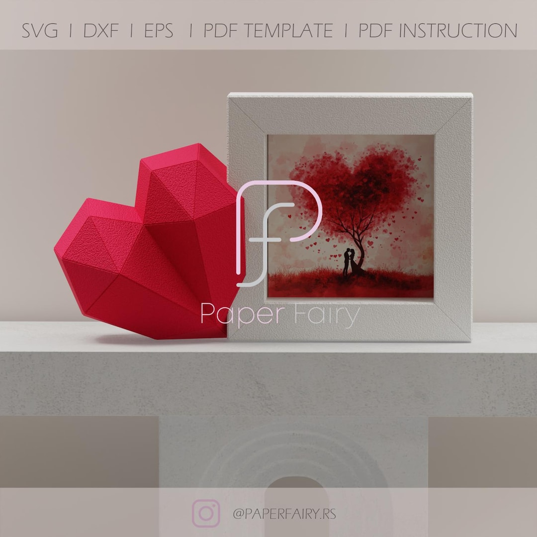 Heart Shadow Box Craft, Shadow Box Template, Shadow Box Papercraft, SVG ...