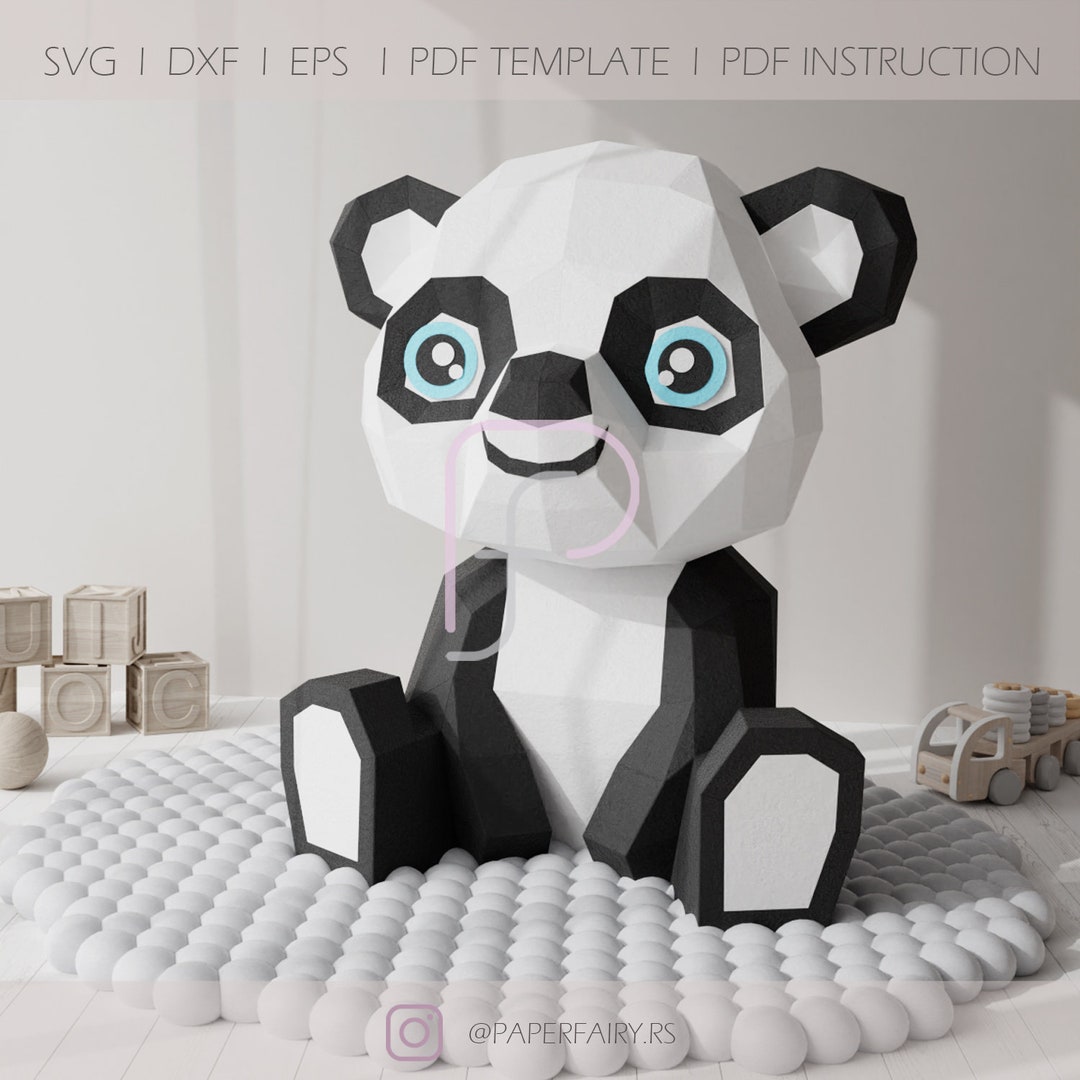 Low Poly Cartoon Baby Panda 3d Papercraft Sculpture,panda 3D Paper ...