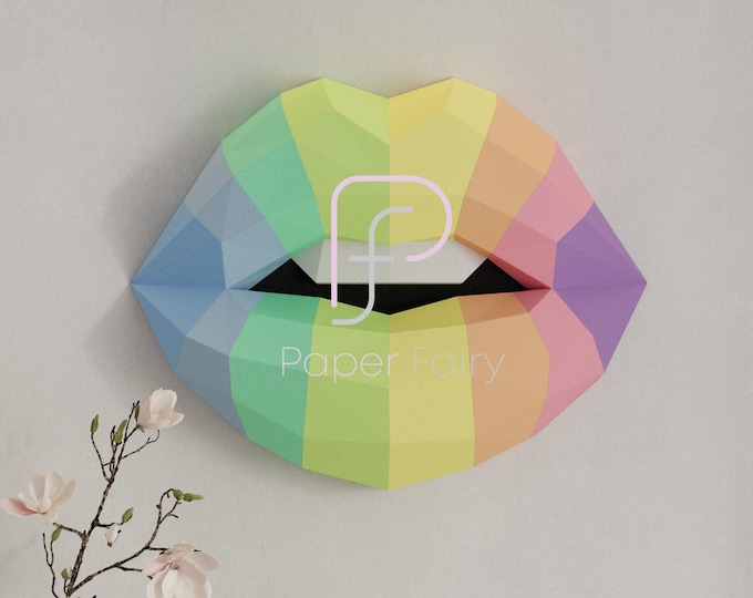 Papercraft 3D LIPS Mouth With Teeth/ Low Poly Lips/ Wall Decor for Home ...