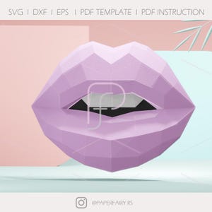 3D Papercraft Lips Template: Low Poly Wall Art (PDF Pattern) - Etsy