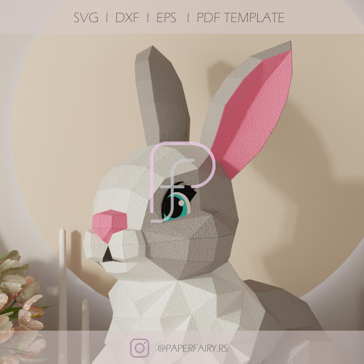 Easter Bunny 3d Papercraft, Low Poly Printable Template, DIY Low Poly ...