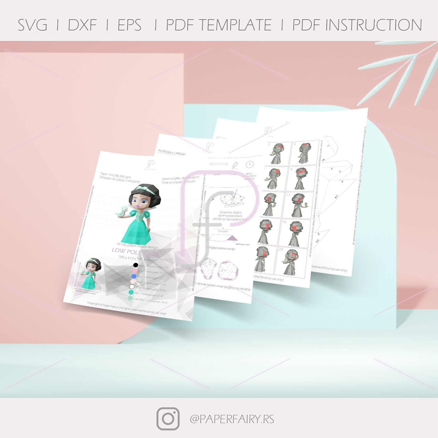 Low Poly Doll Holding Bird 3d Papercraft Sculpture2 Designs - Etsy