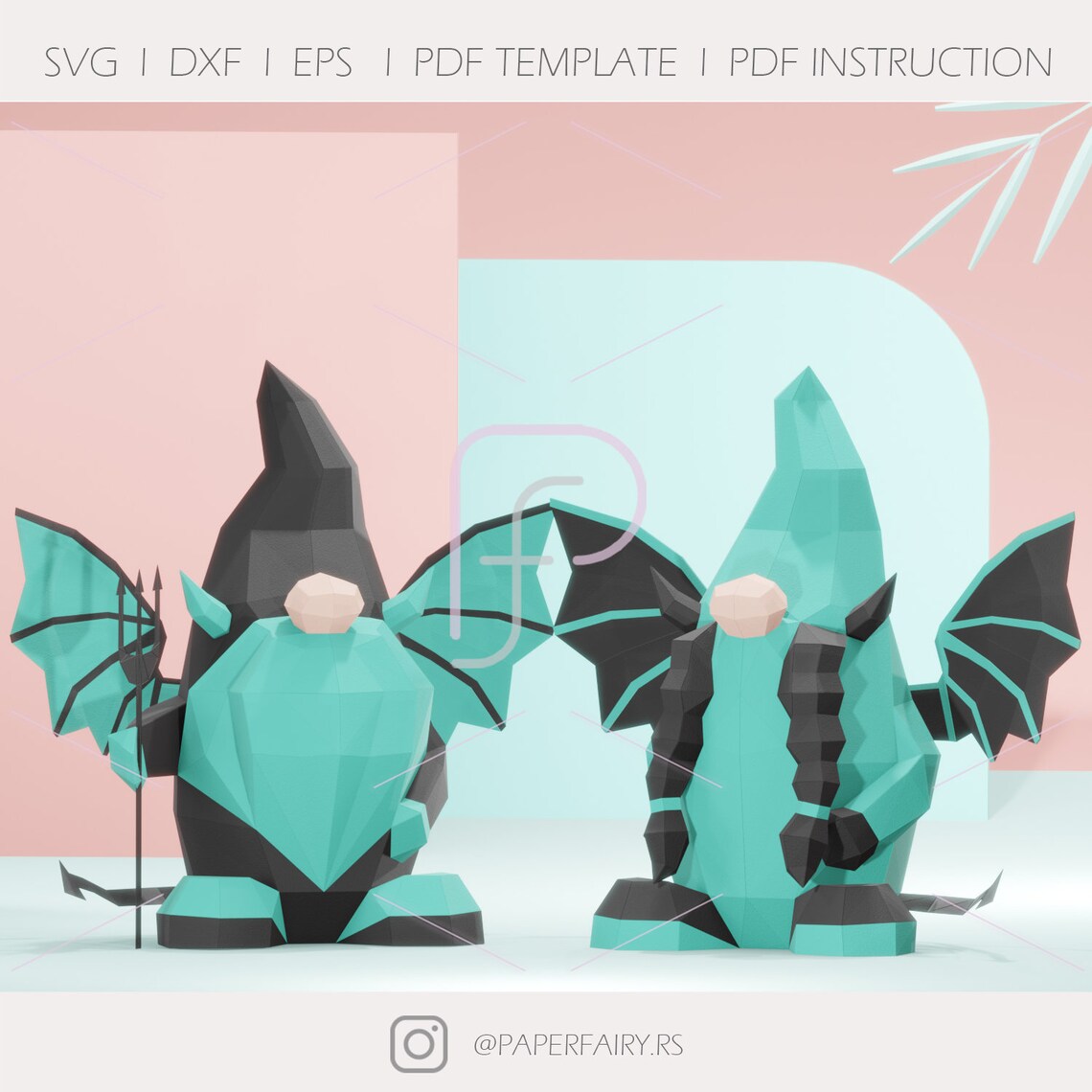 Low Poly Gnomes 2 Designs Halloween 3d Papercraft DIY Paper - Etsy