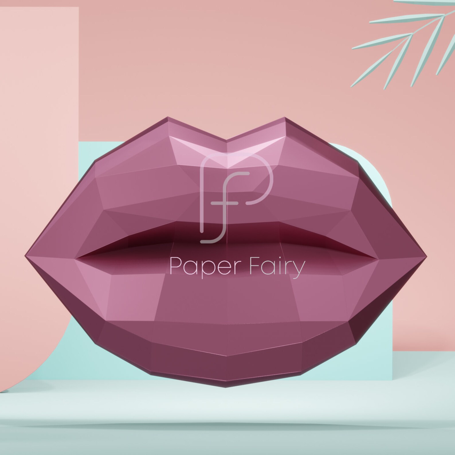 3D Papercraft Lips Sculpture Template: Low Poly Wall Art (PDF Pattern ...