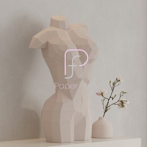 3D Papercraft Feamle Torso Decor Template | Female Body Art Decor ...