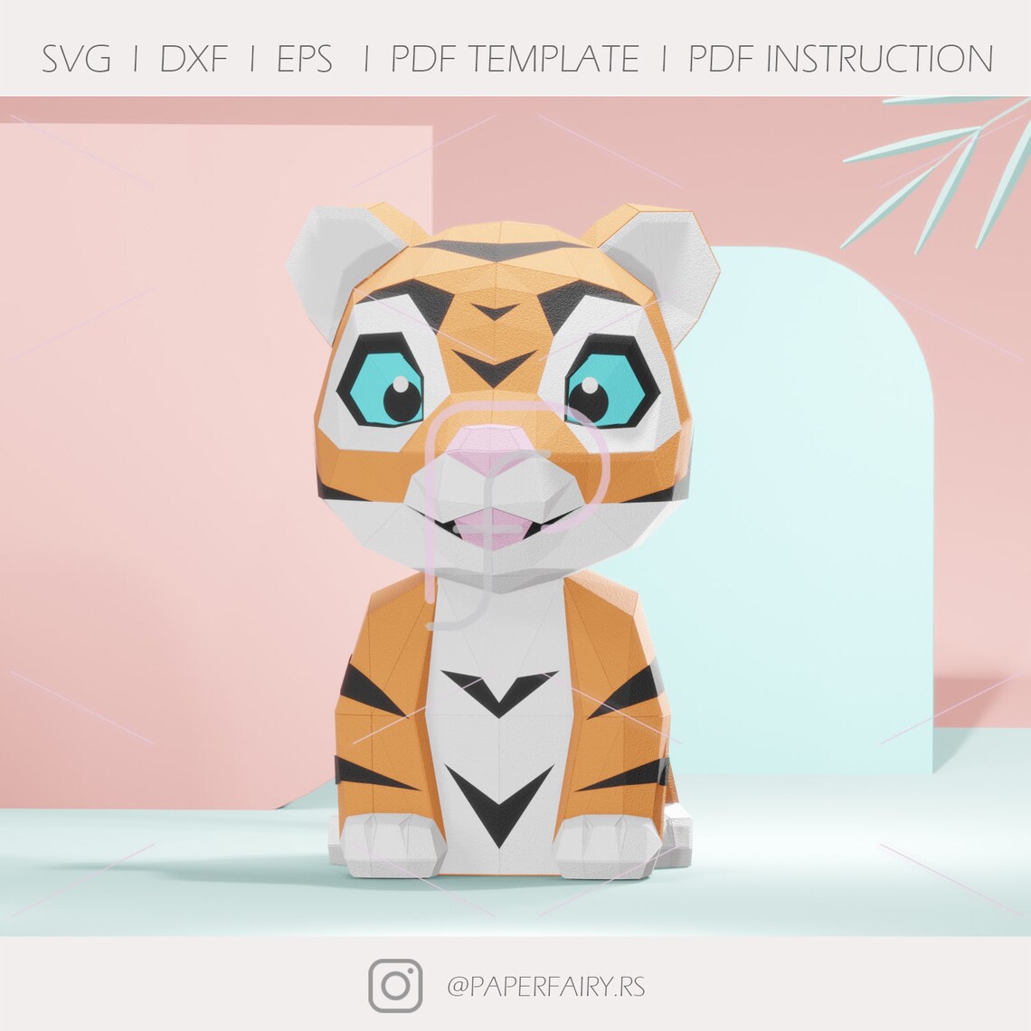 Low Poly Cartoon Baby Tiger 3d Papercraft Sculpturetiger 3D - Etsy