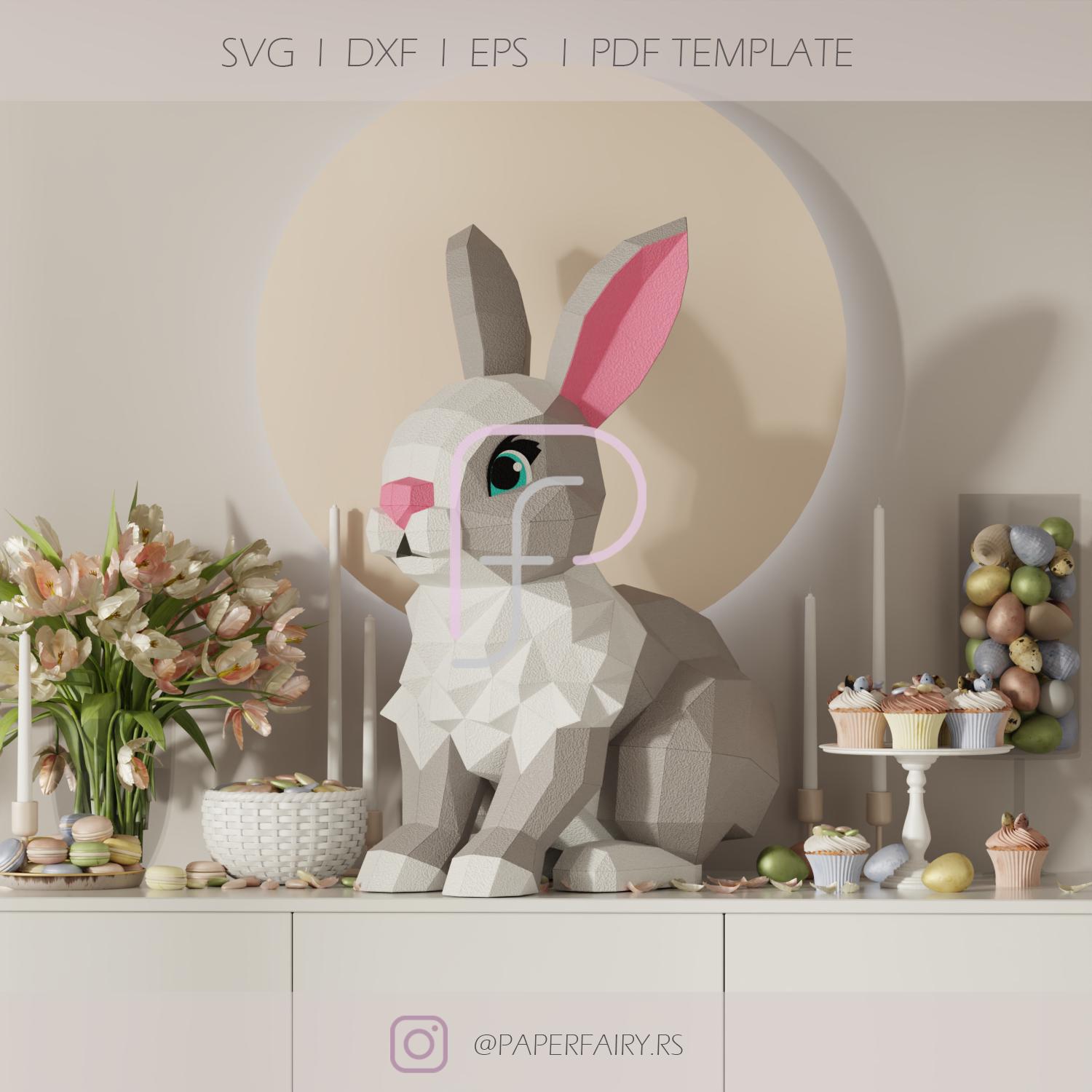 Easter Bunny 3d Papercraft, Low Poly Printable Template, DIY Low Poly ...