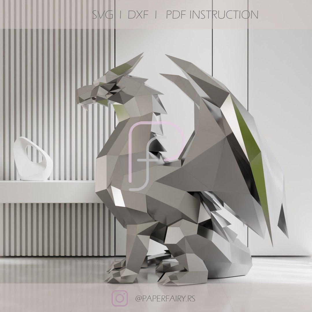 Dragon Metal Papercraft | Metal Sculpture Template | Welding Low Poly ...